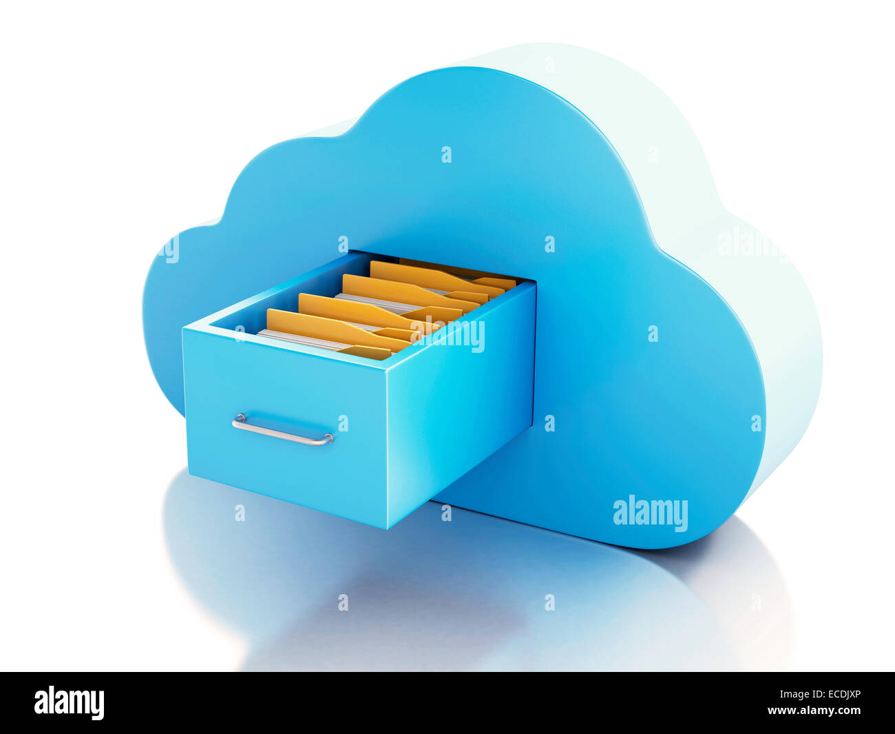 3d renderer illustration. 3d File storage in cloud. Cloud computing ...