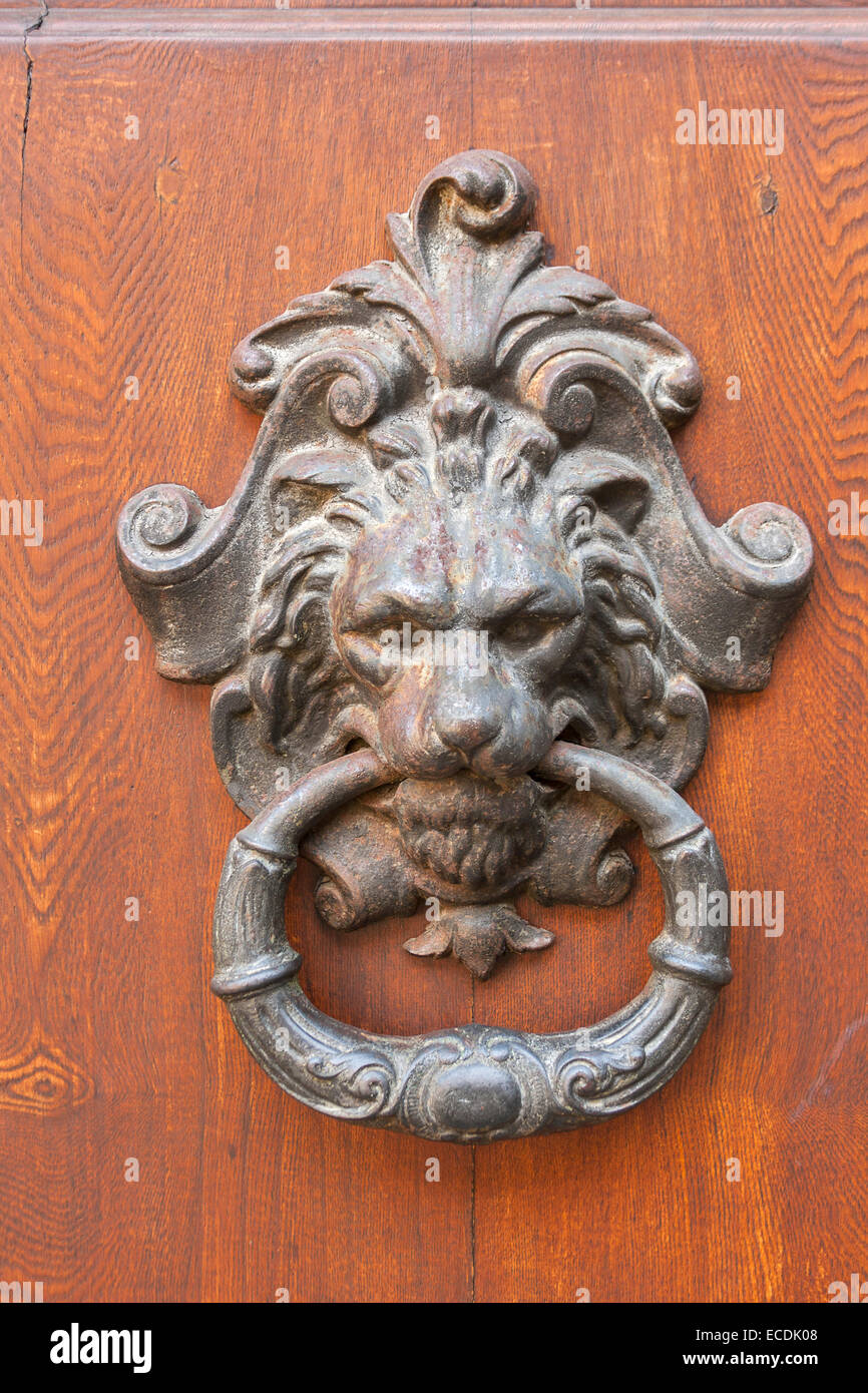 Old metal door knocker closeup Stock Photo - Alamy