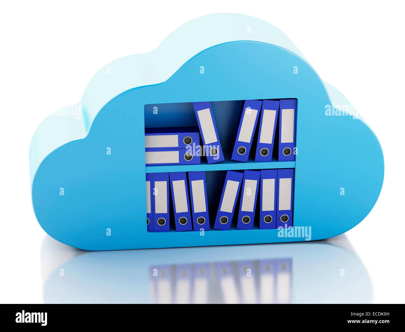 3d renderer illustration. 3d File storage in cloud. Cloud computing ...