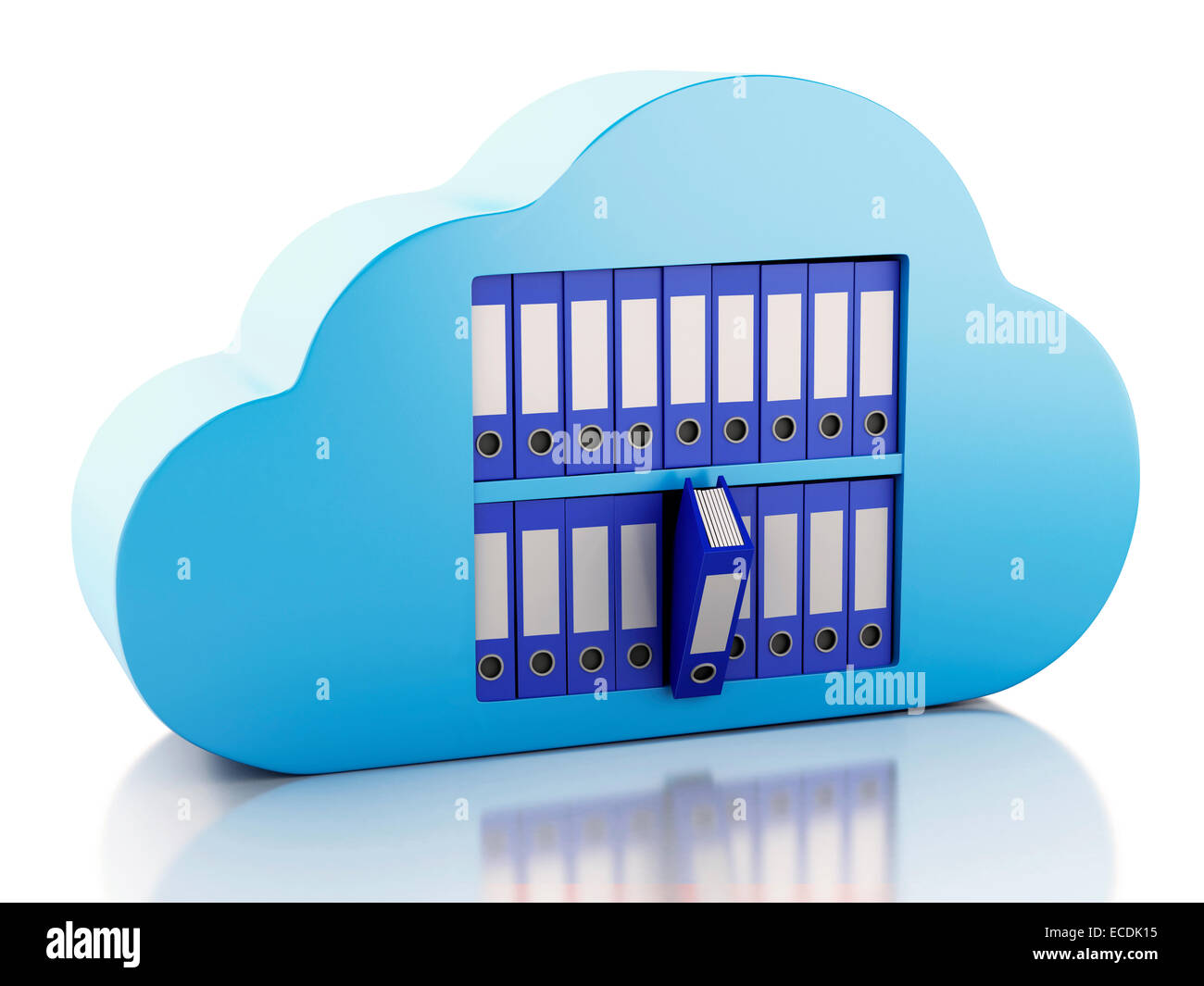 3d renderer illustration. 3d File storage in cloud. Cloud computing ...