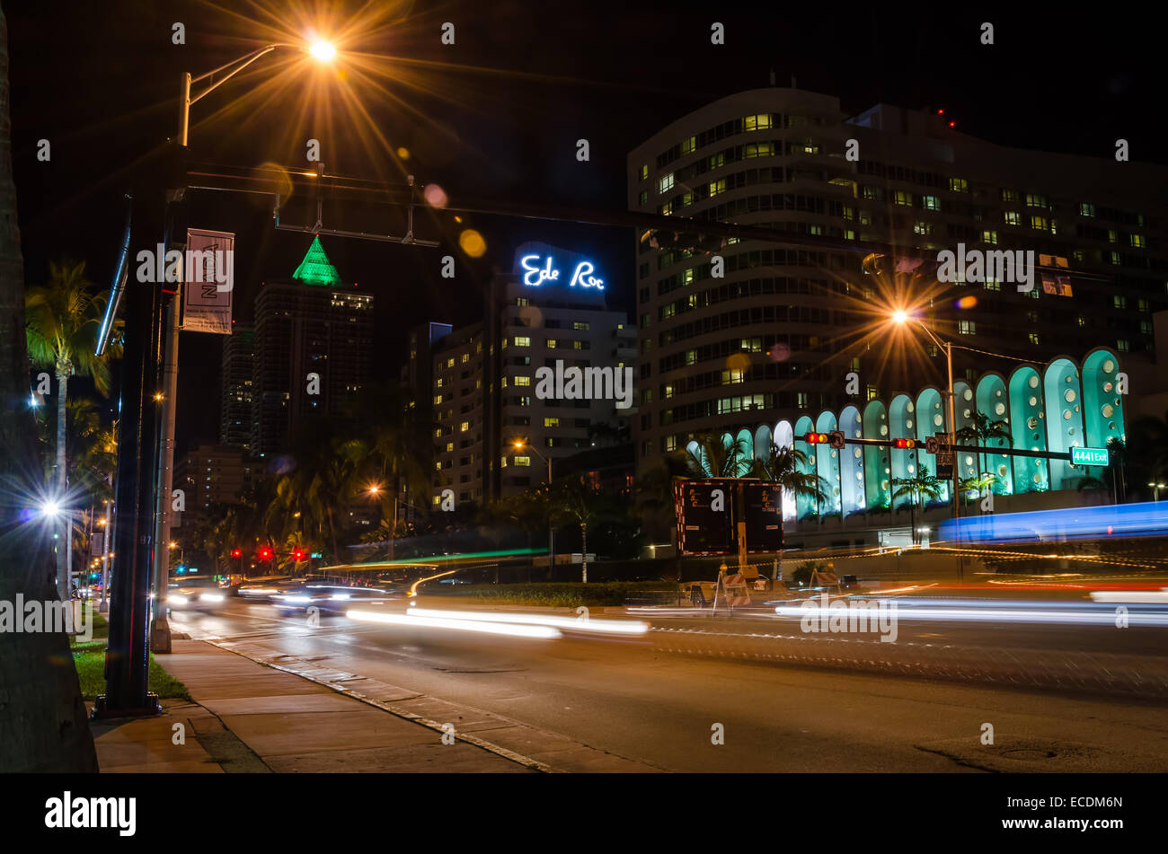 Miami Beach, Florida night streets Stock Photo - Alamy