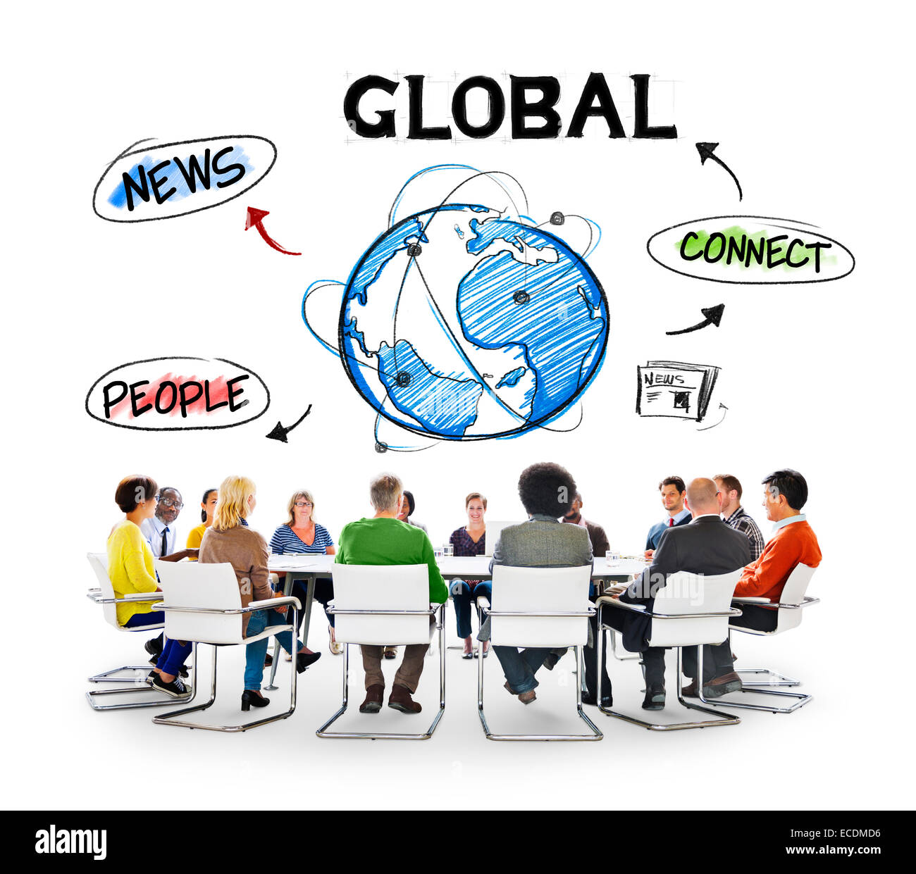 Diverse People Having a Meeting About Global Communication Stock Photo ...