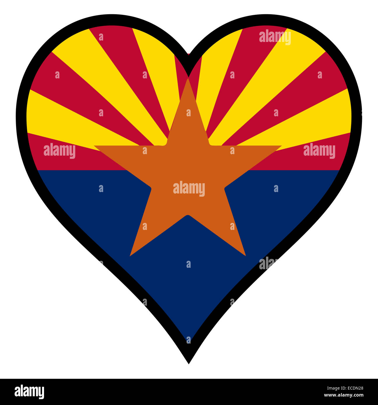 The flag of the state of Arizona within a heart all over a white ...