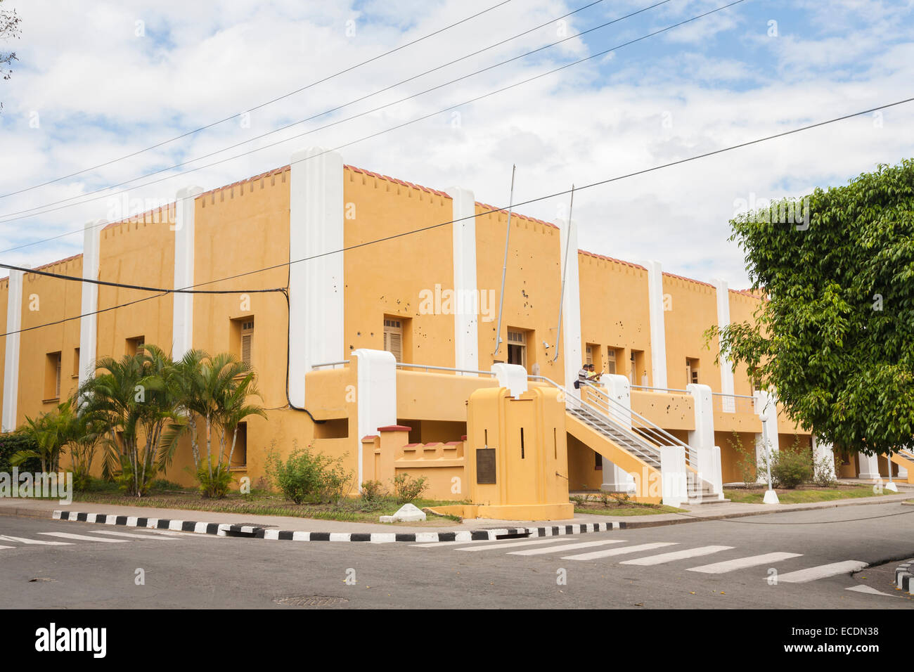 The yellow historic Moncado Barracks in Santiago de Cuba, second city ...