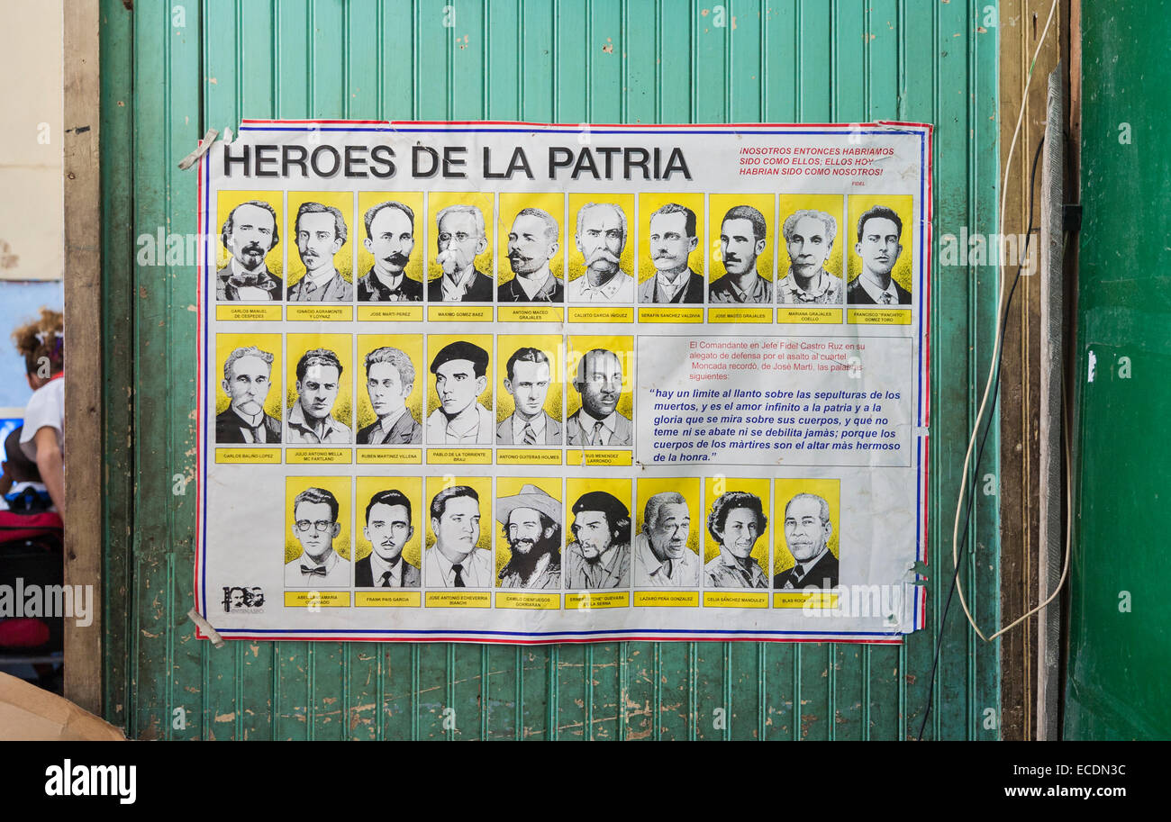 Poster of Cuban national heroes in a school in Santiago de Cuba Stock ...