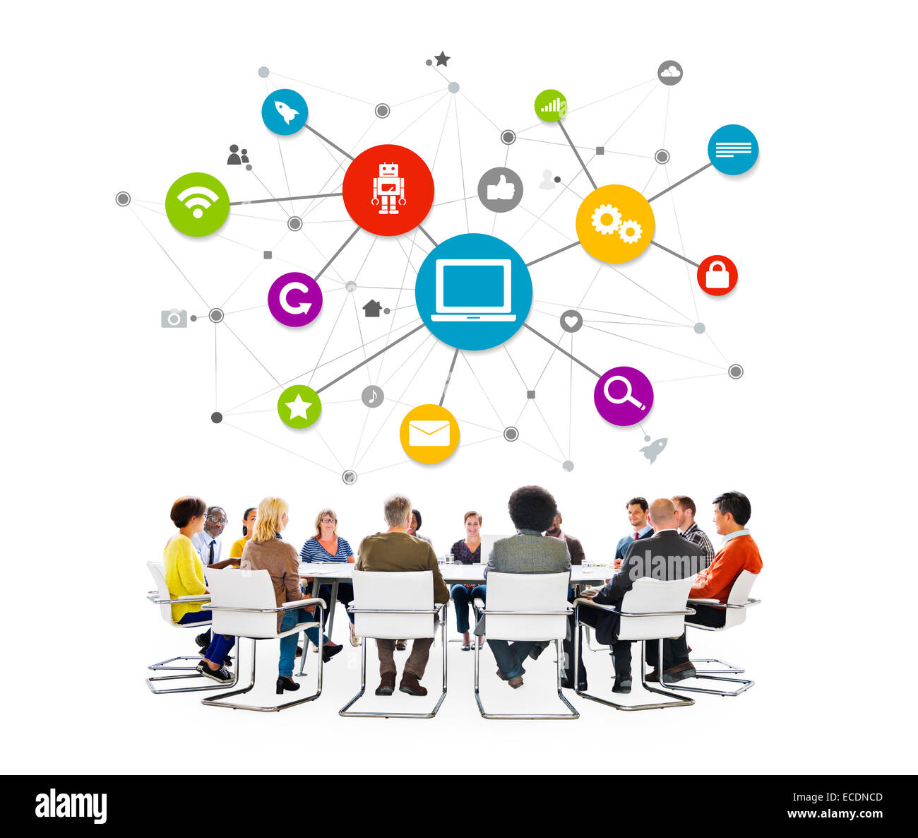 Group of Multi-Ethnic People in a Meeting and Social Networking Related ...