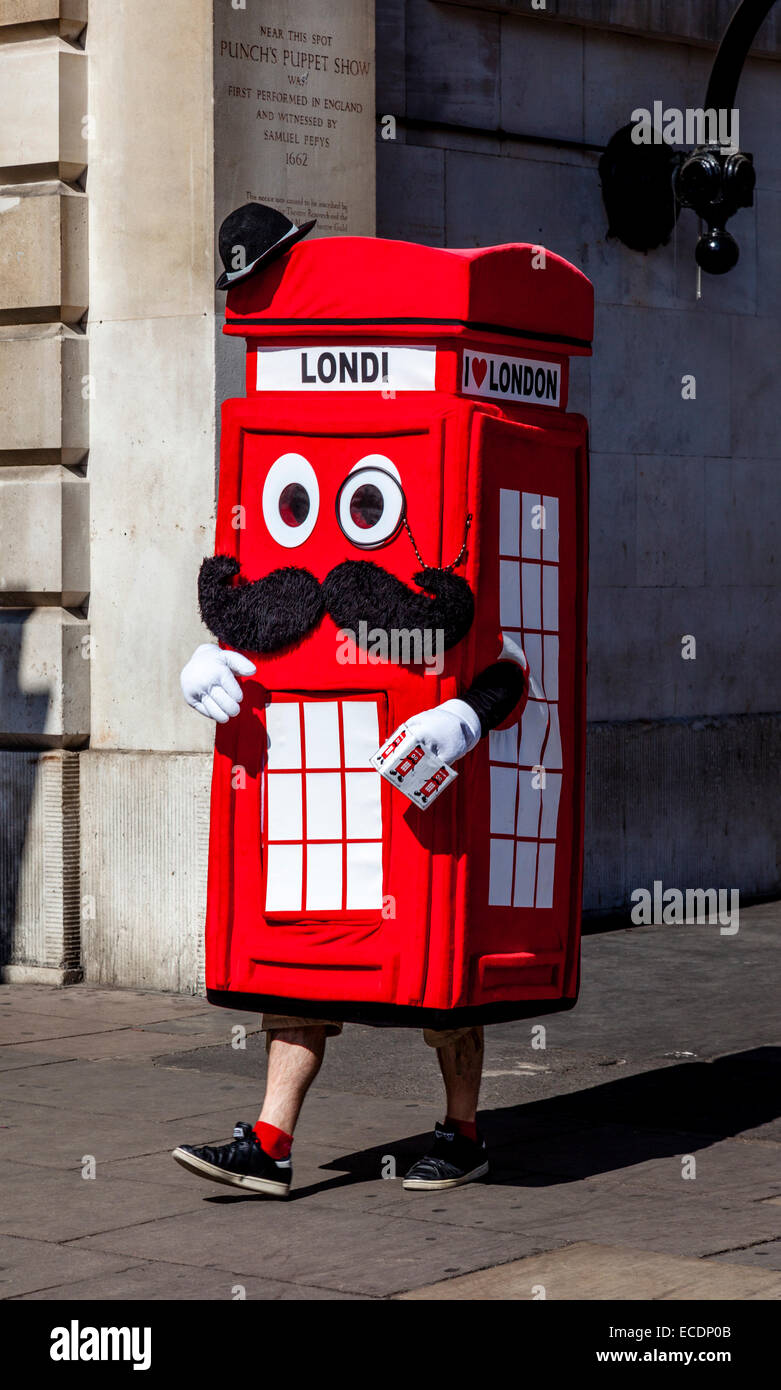A Man Dressed As A Red Telephone Box, Covent Garden, London, England ...