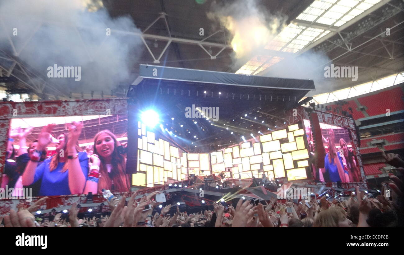 One Direction perform live in concert at Wembley Stadium Where: London ...