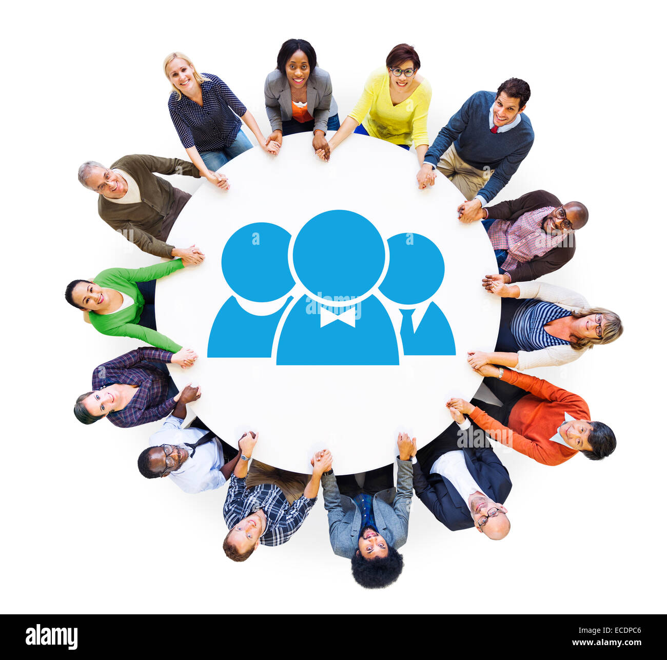 Multiethnic Group of People Holding Hands with Avatar Stock Photo - Alamy