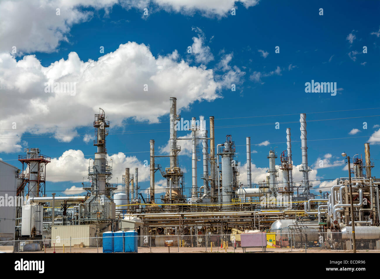 Smoke stacks from industry refinery Stock Photo - Alamy