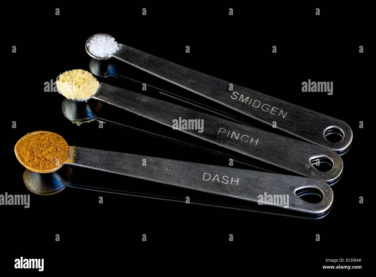 Unique measuring spoon s with ingredients Stock Photo - Alamy