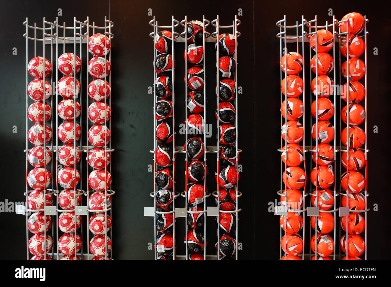 soccer balls rack Stock Photo - Alamy