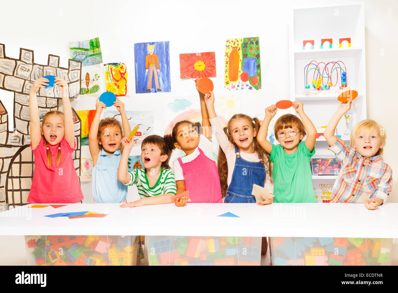 Many kids in the kindergarten class Stock Photo - Alamy