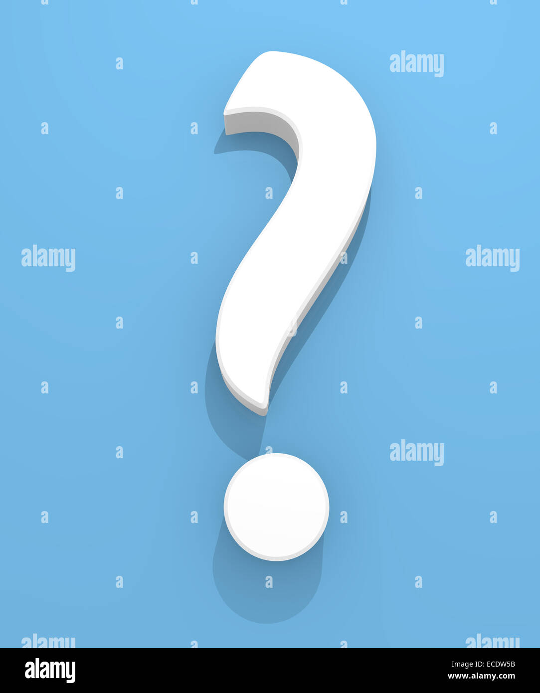 White question mark on a blue background, 3d image Stock Photo - Alamy