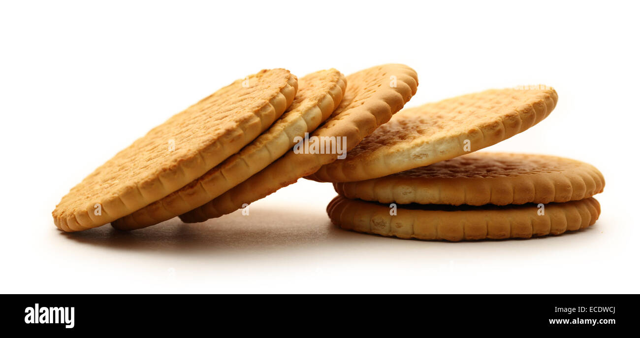 Round biscuits on white background Stock Photo - Alamy