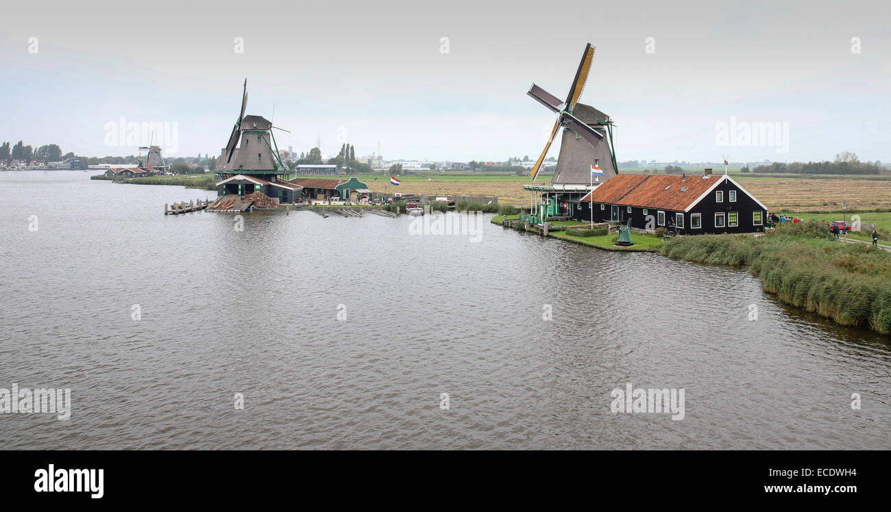 Holland windmills panorama Stock Photo - Alamy