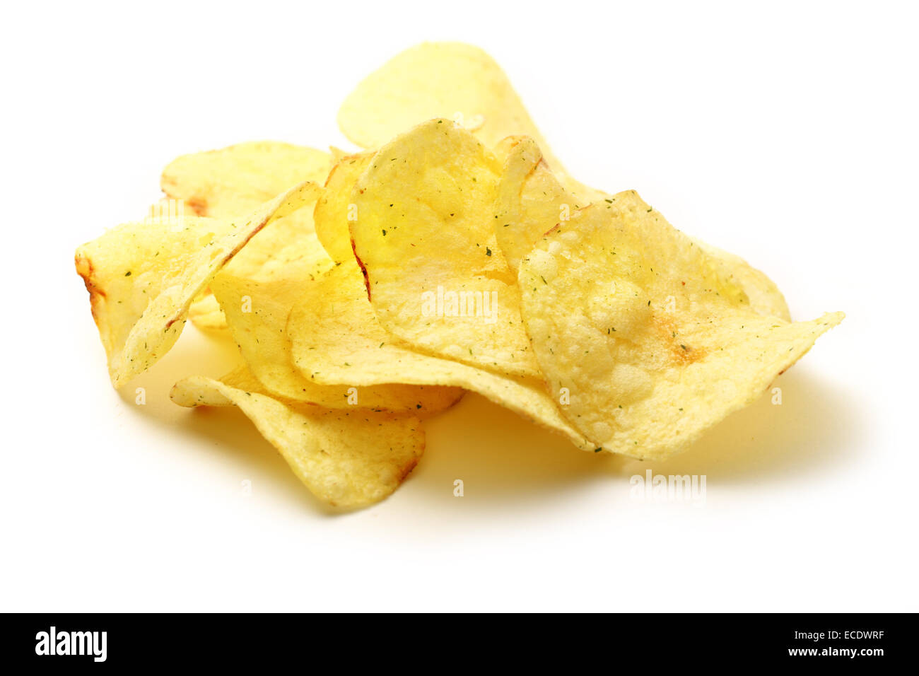 Potato chips on white background Stock Photo - Alamy