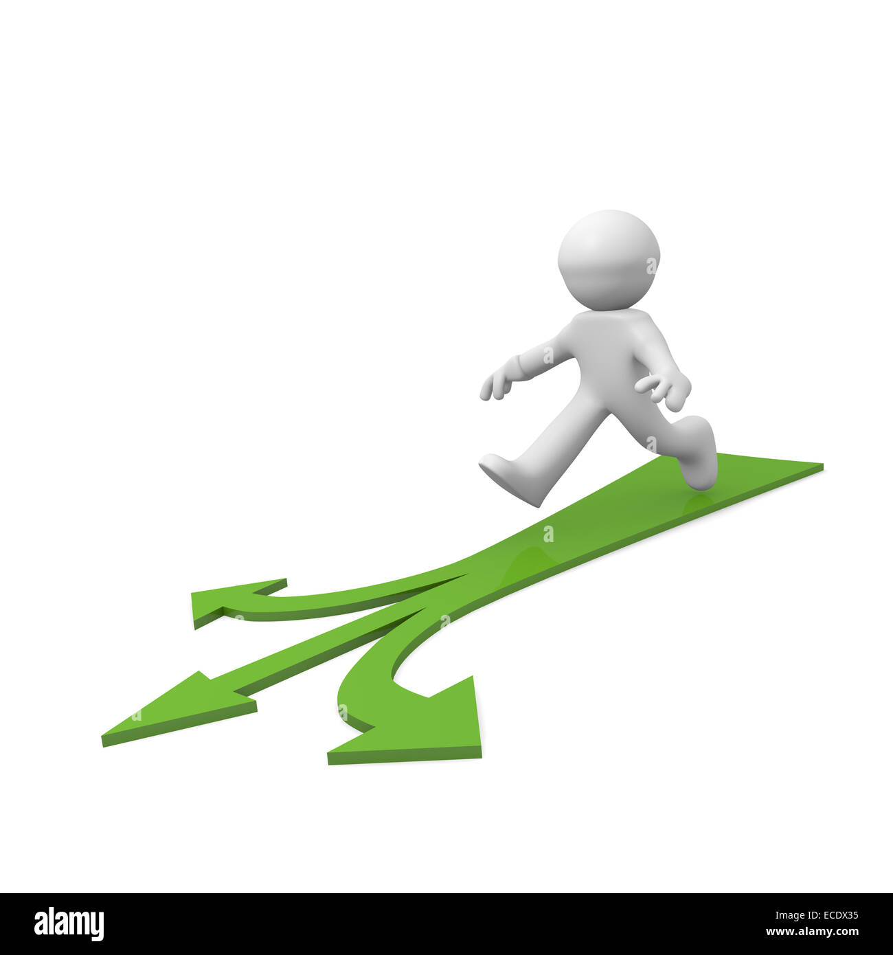 3d man running on a green arrow Stock Photo - Alamy