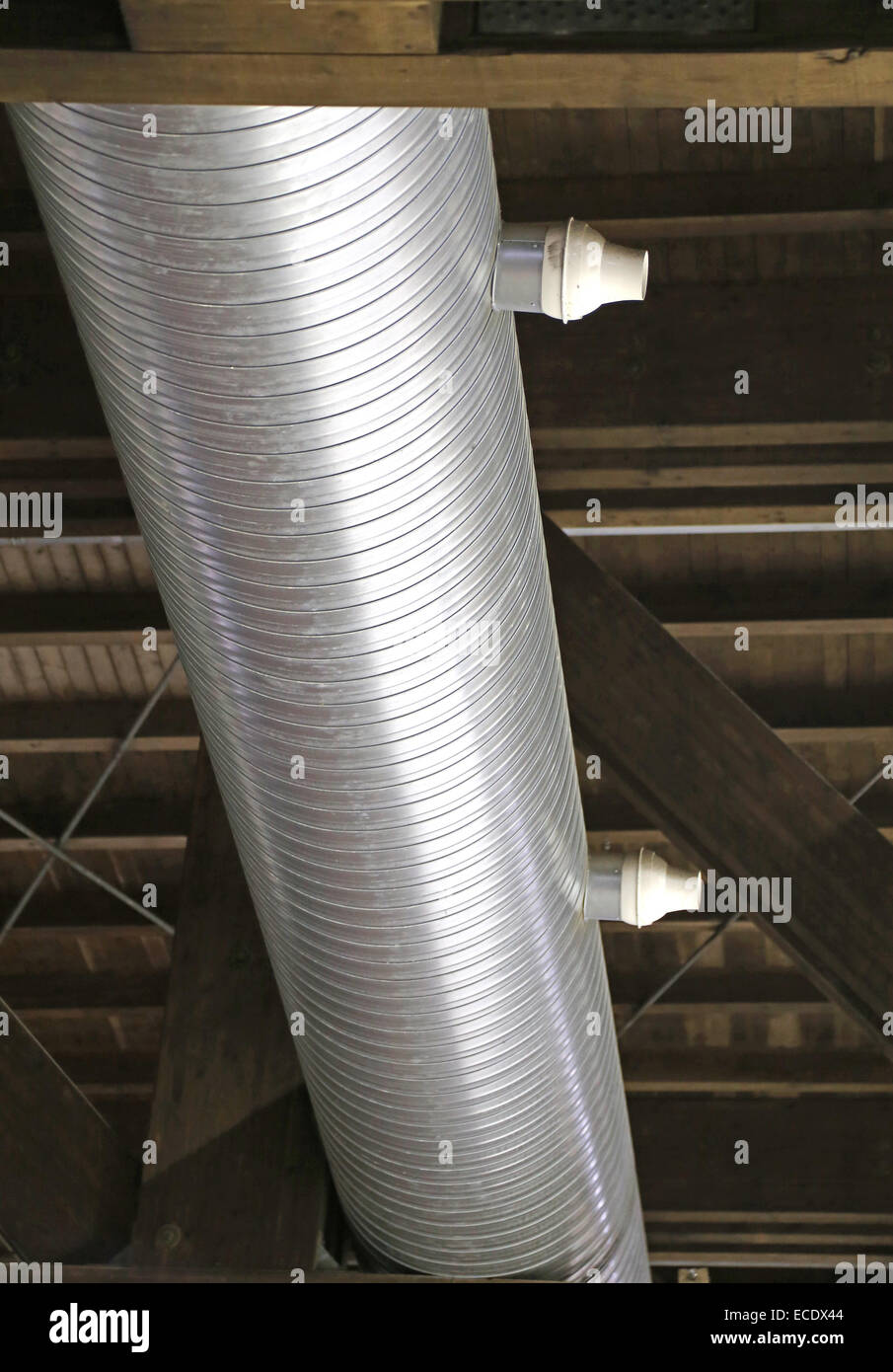large steel pipes to a heating plant in the industrial structure Stock ...