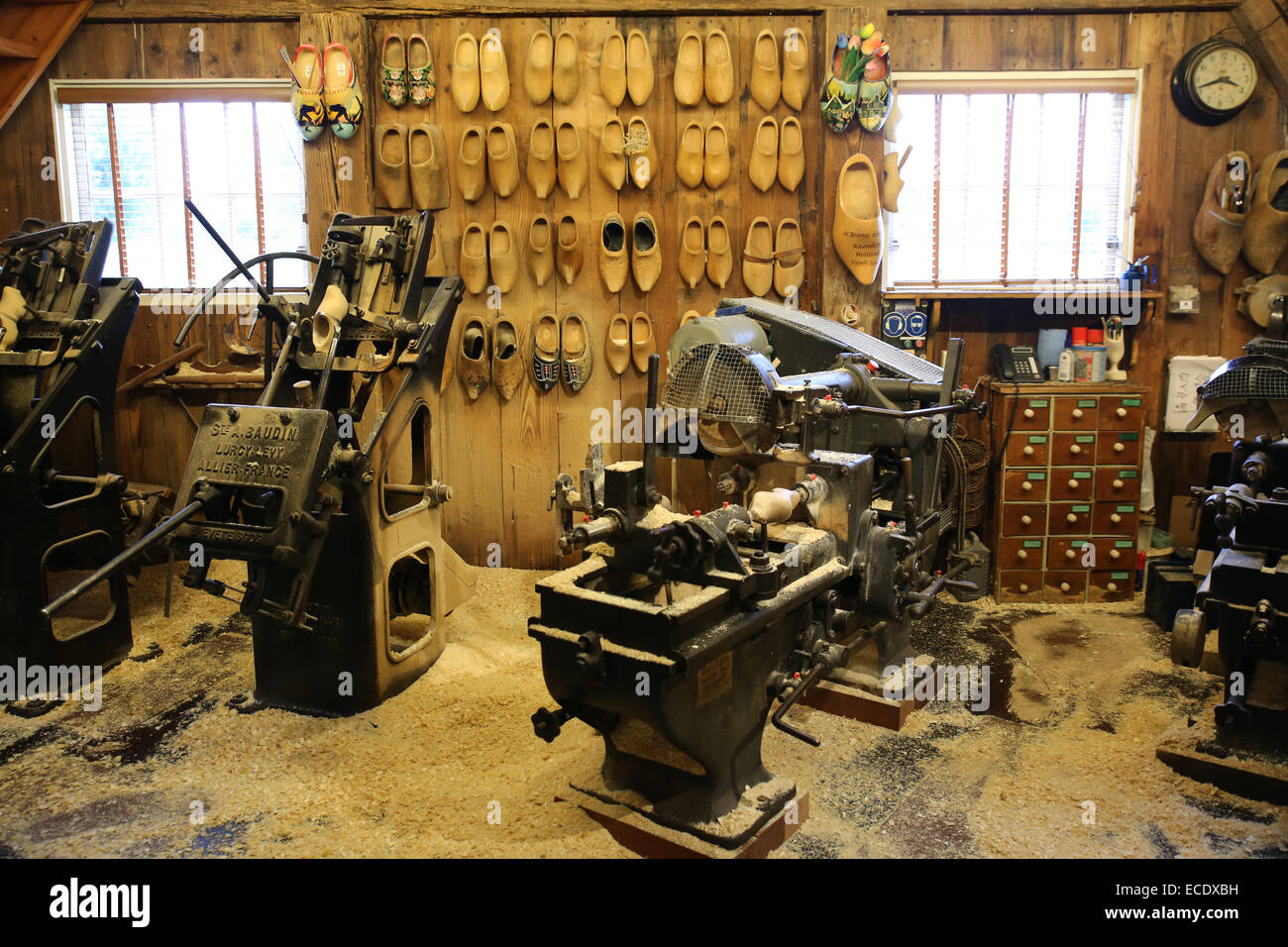 Dutch clog wooden shoe making machines Stock Photo - Alamy