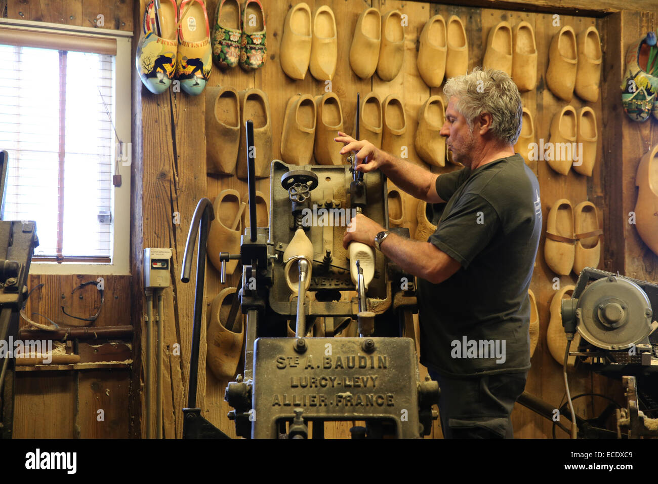 man making Dutch wooden clog Stock Photo - Alamy