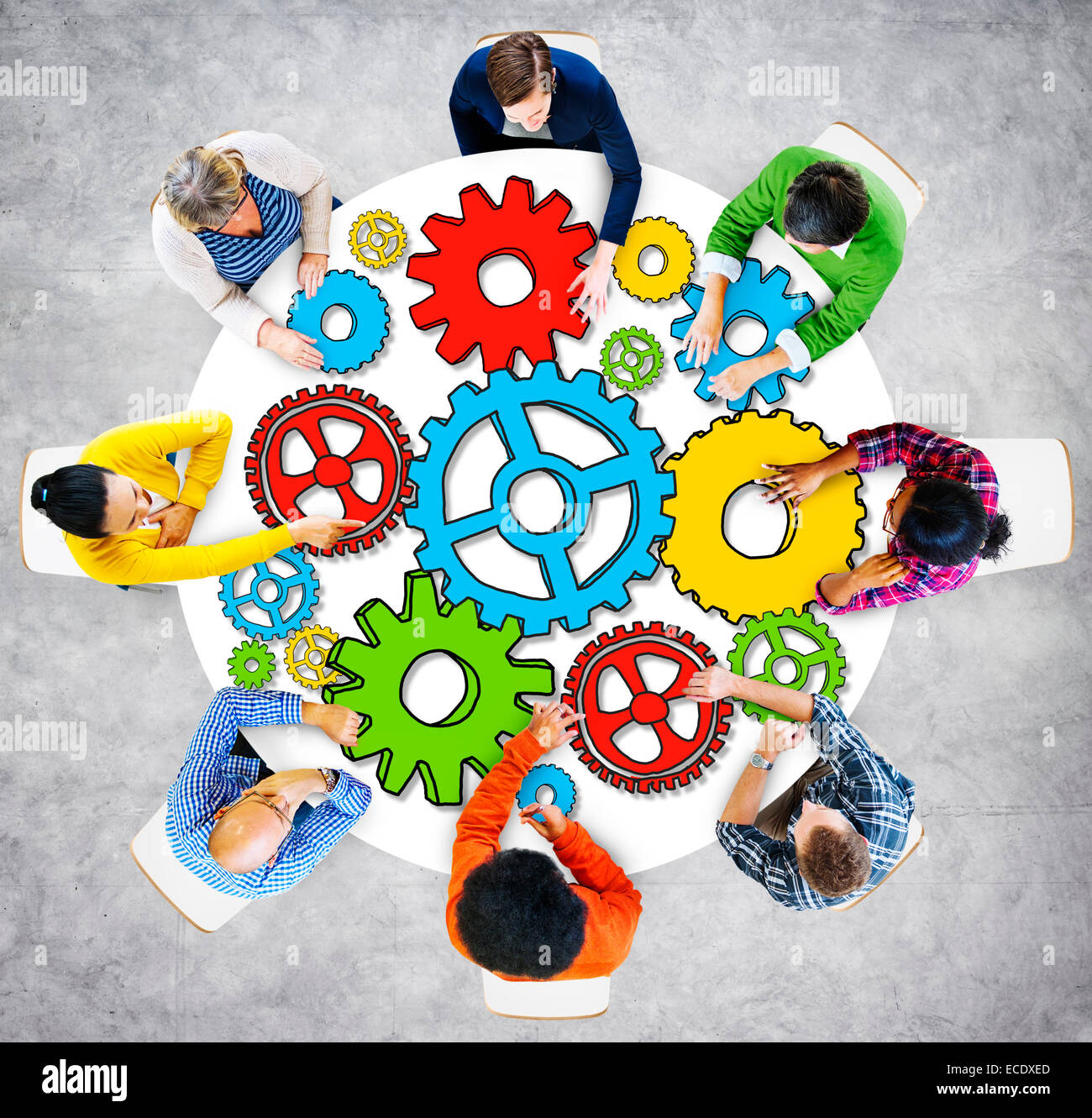 Group of People with Gear Symbol in Photo and Illustration Stock Photo ...