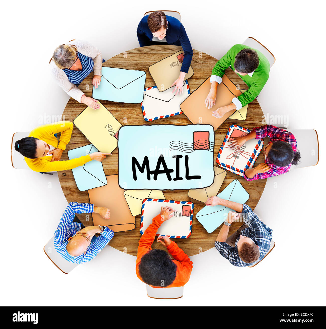 Multiethnic Group of People with Mail Concept Stock Photo - Alamy