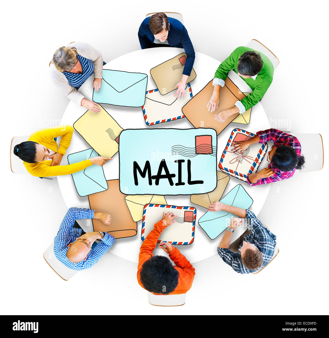 Multiethnic Group of People with Mail Concept Stock Photo - Alamy