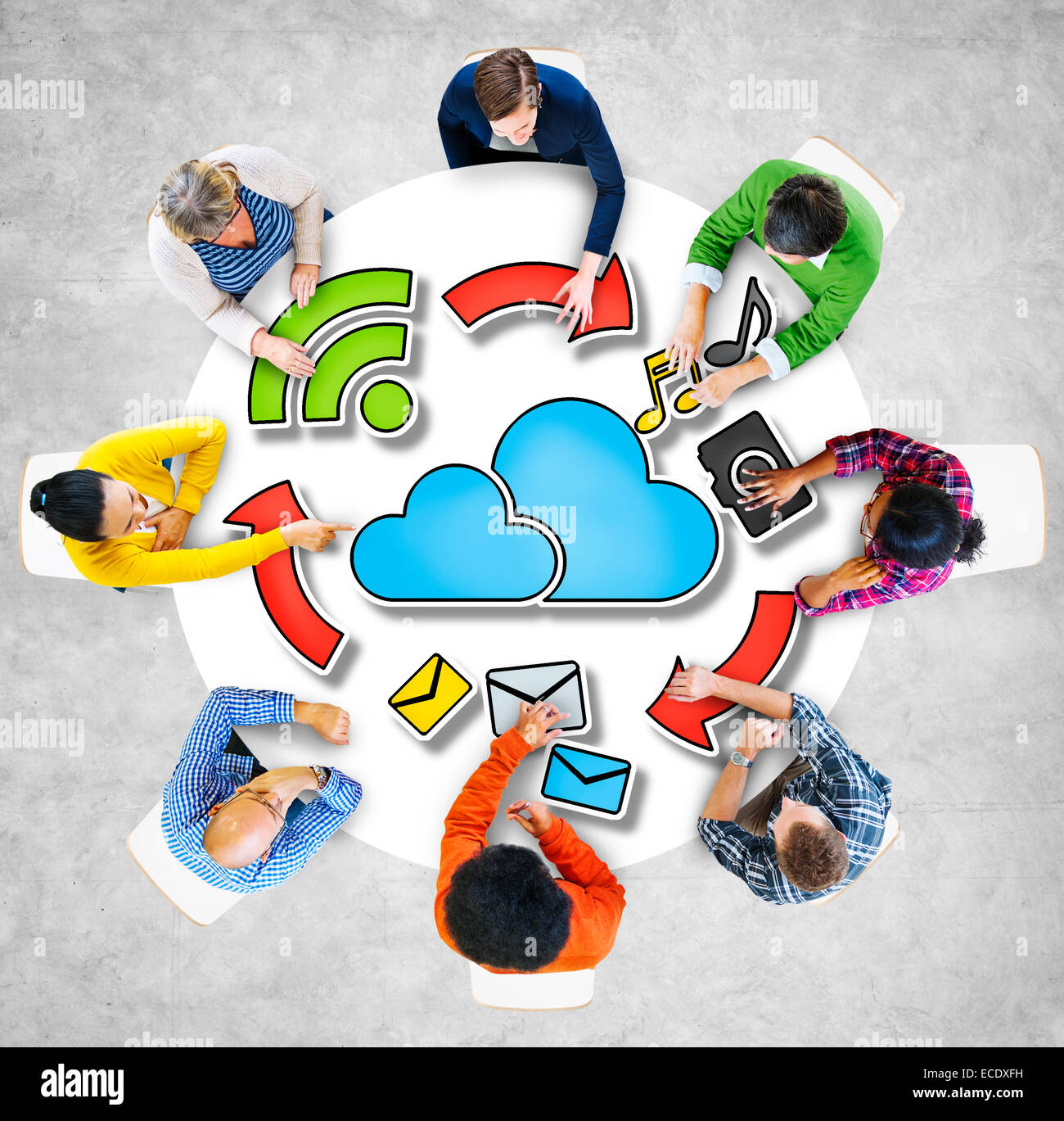 Aerial View of People and Cloud Computing Concepts Stock Photo - Alamy