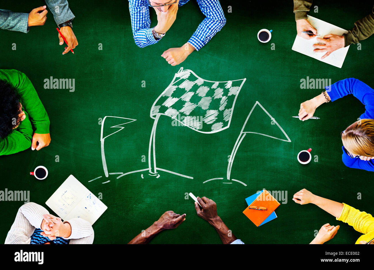 Victory Flag Winning Success Achievement Goal Meeting Concept Stock ...