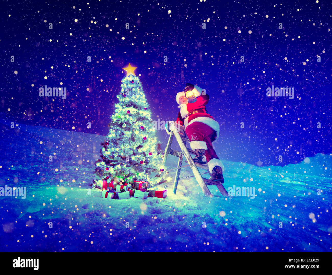 Santa climbing ladder hi-res stock photography and images - Alamy