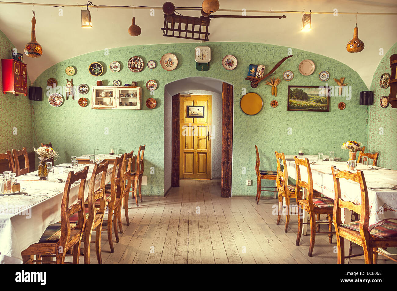 Prague, Czech - October 20, 2014: Serbian restaurant in heart of Prague ...