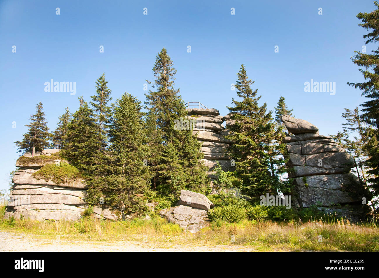Rock formation near Dreisessel at Bavarian Forest, Germany Stock Photo ...