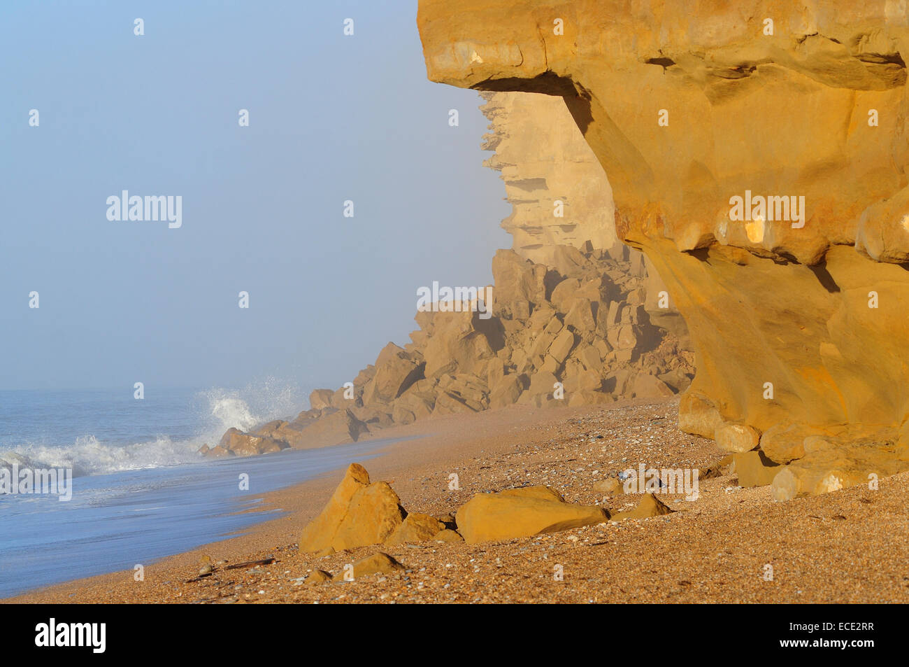 Uk beach rock fall hi-res stock photography and images - Alamy