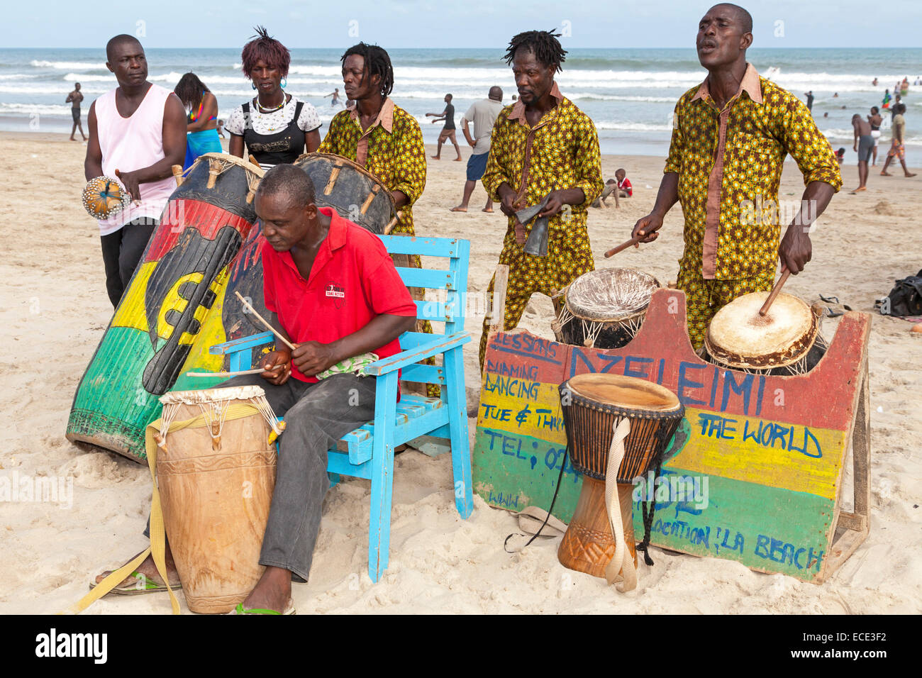African musicians on Labadi beach, Accra, Ghana, Africa Stock Photo - Alamy