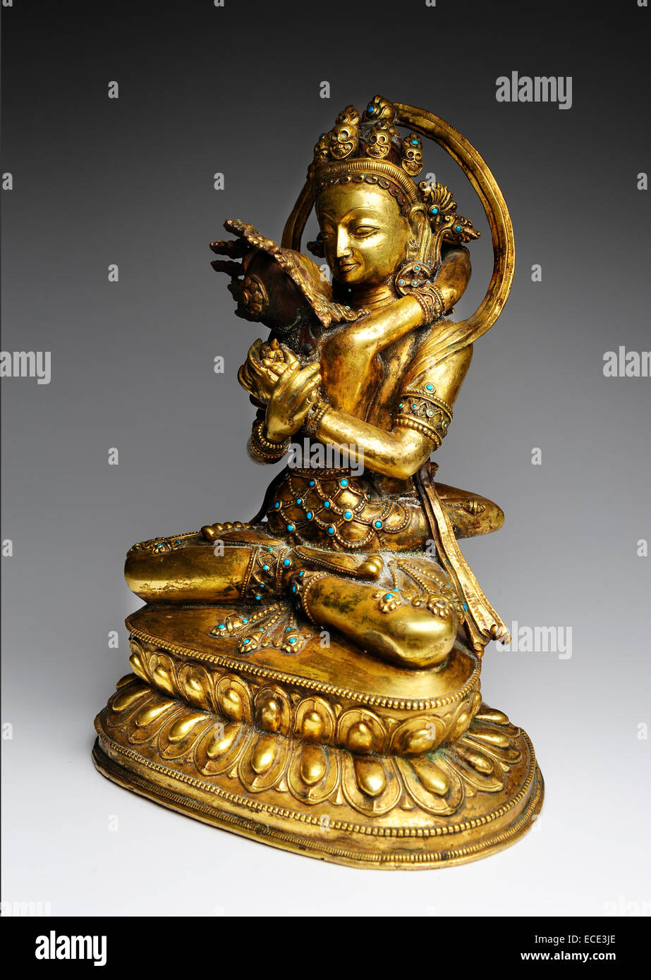 Old tantric Buddha sculpture in a mystical union with the wisdom ...