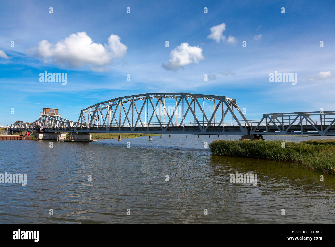 Meiningenbrücke bridge crossing the Meiningenstrom, steel swing bridge ...
