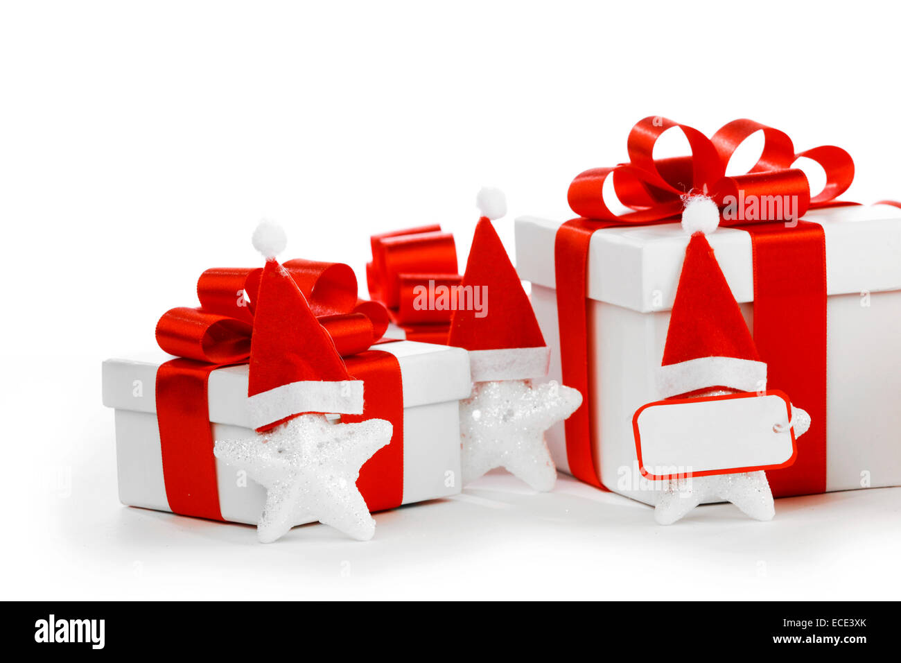 Santa Stars and gifts isolated on white background Stock Photo - Alamy