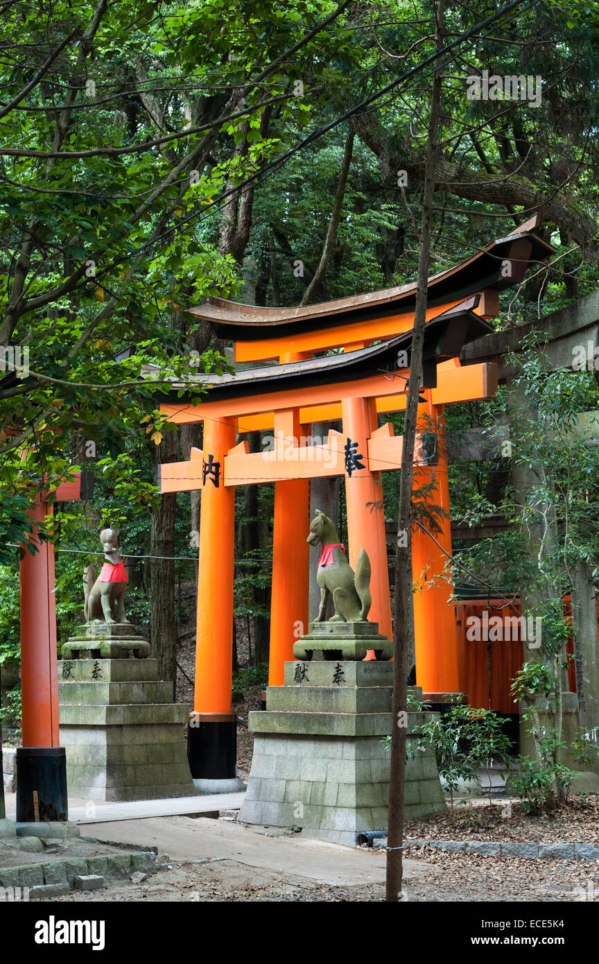 A thousand red torii gates line the mountainside at Fushimi Inari ...