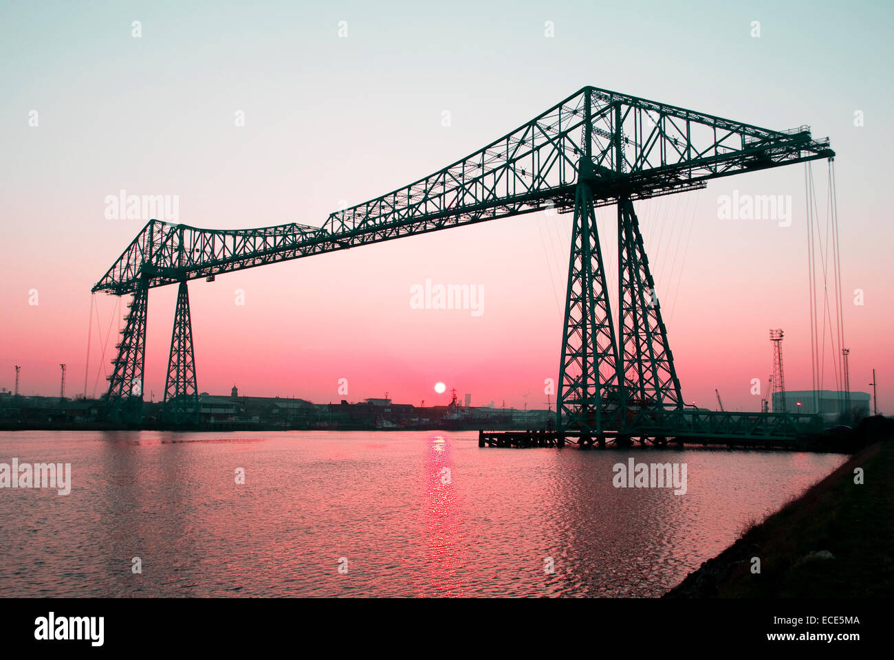 Middlesbrough Transporter Bridge at dusk Stock Photo - Alamy