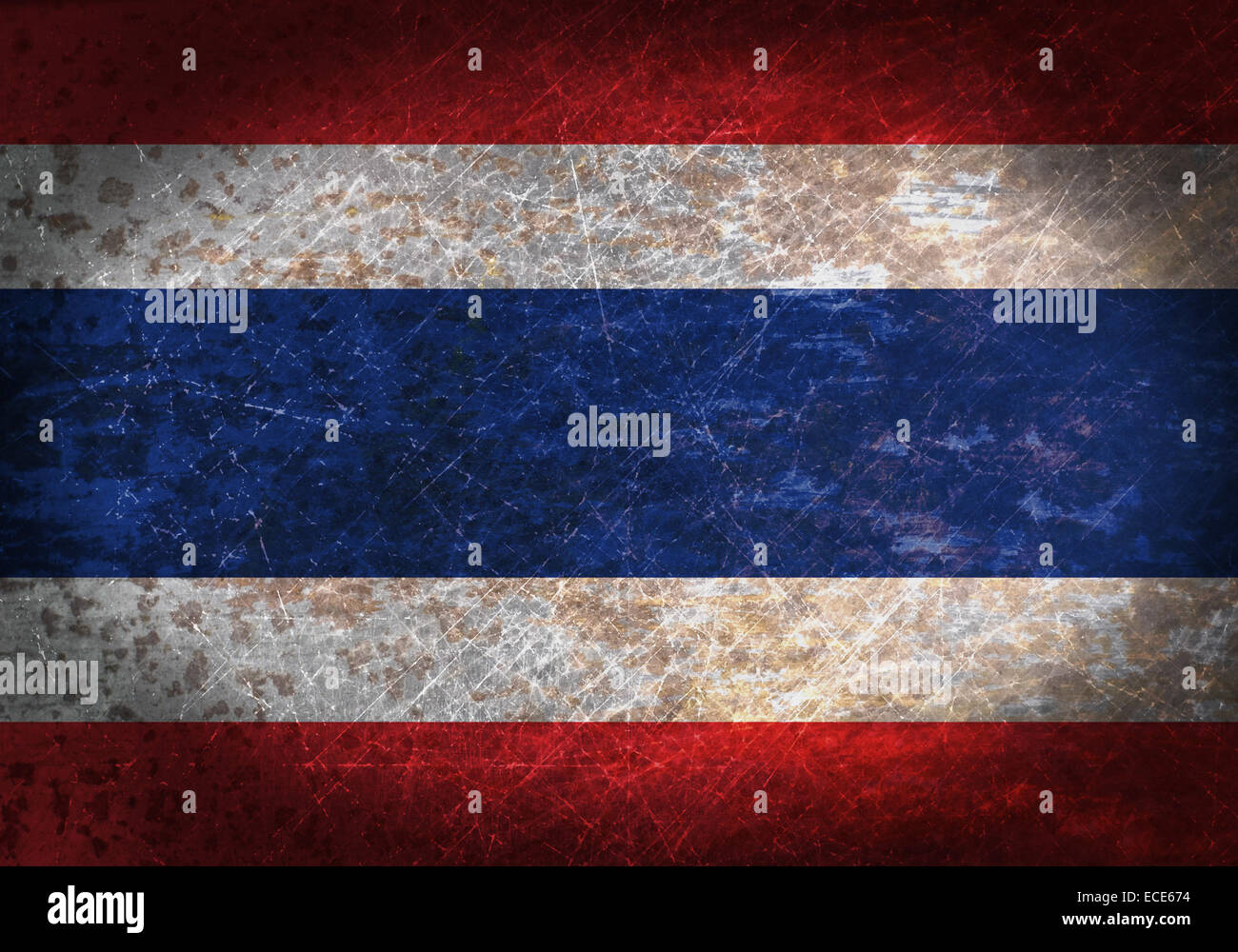 Old rusty metal sign with a flag - Thailand Stock Photo - Alamy