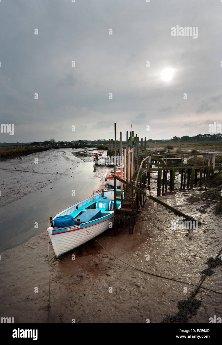 boats moored at morston quay norfolk england Stock Photo - Alamy