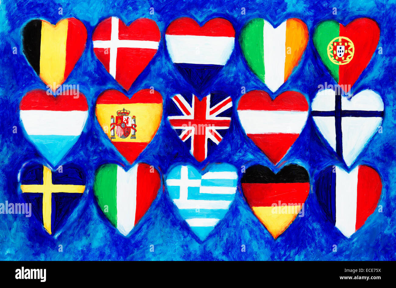 European Hearts Flags Stock Photo - Alamy