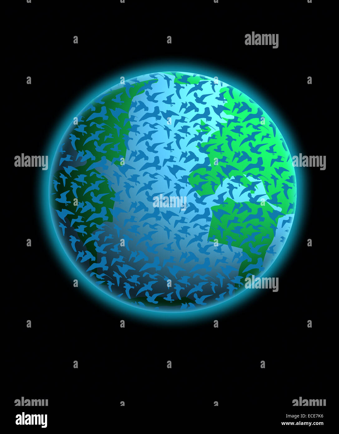 Planet Earth Formed by Birds – Symbolic Environmental Illustration ...