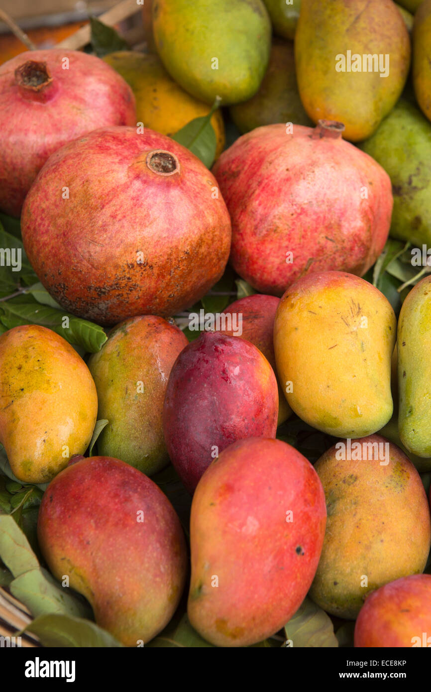 Mauritius, Mahebourg, town centre, fresh local produce, mangoes and ...