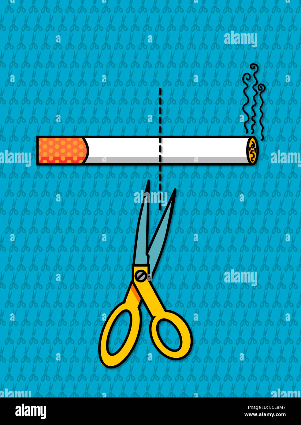 Quit Smoking Concept - Scissors Cutting a Cigarette - Illustration ...