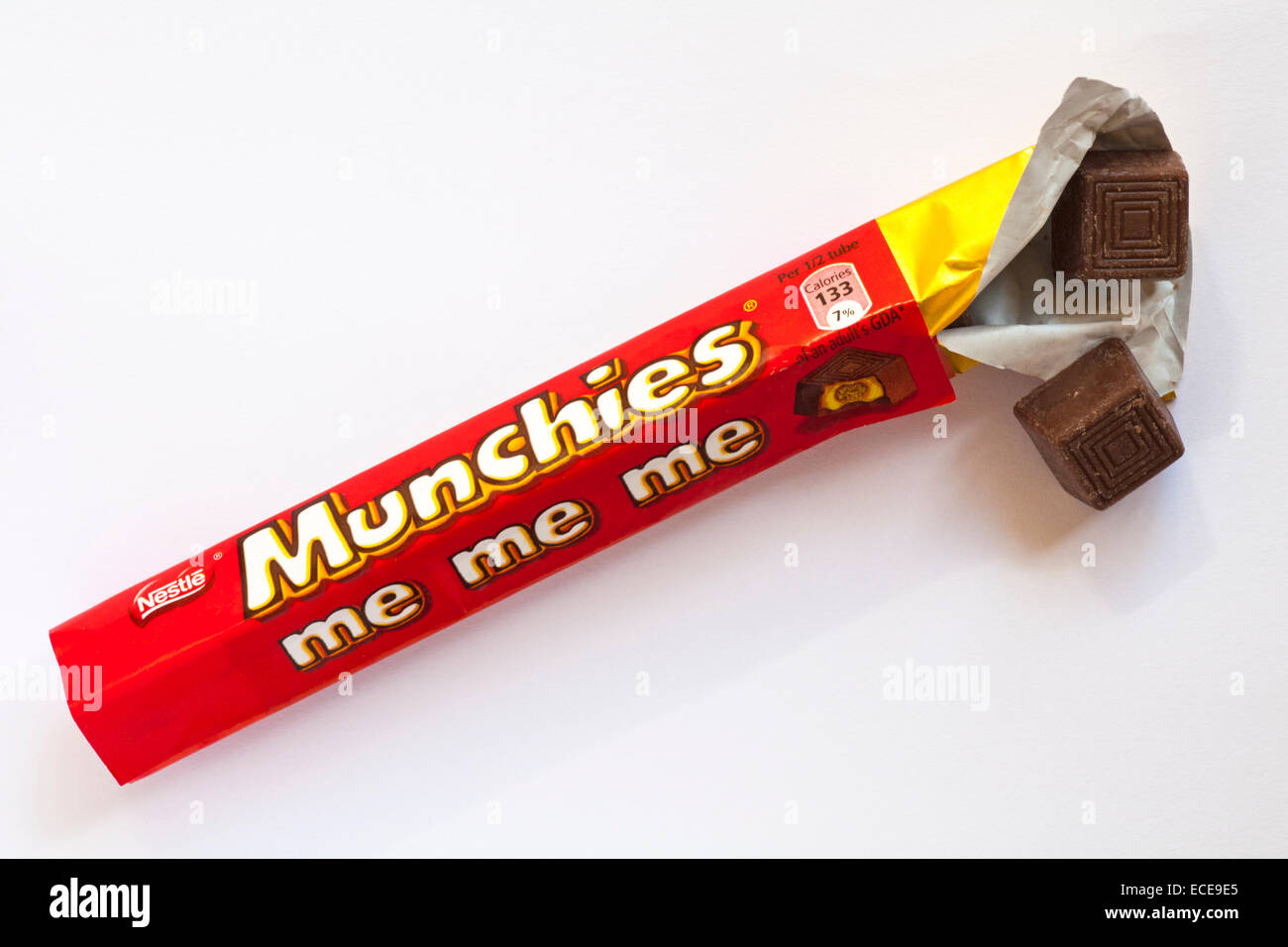 packet of Nestle Munchies chocolates open to show contents isolated on ...