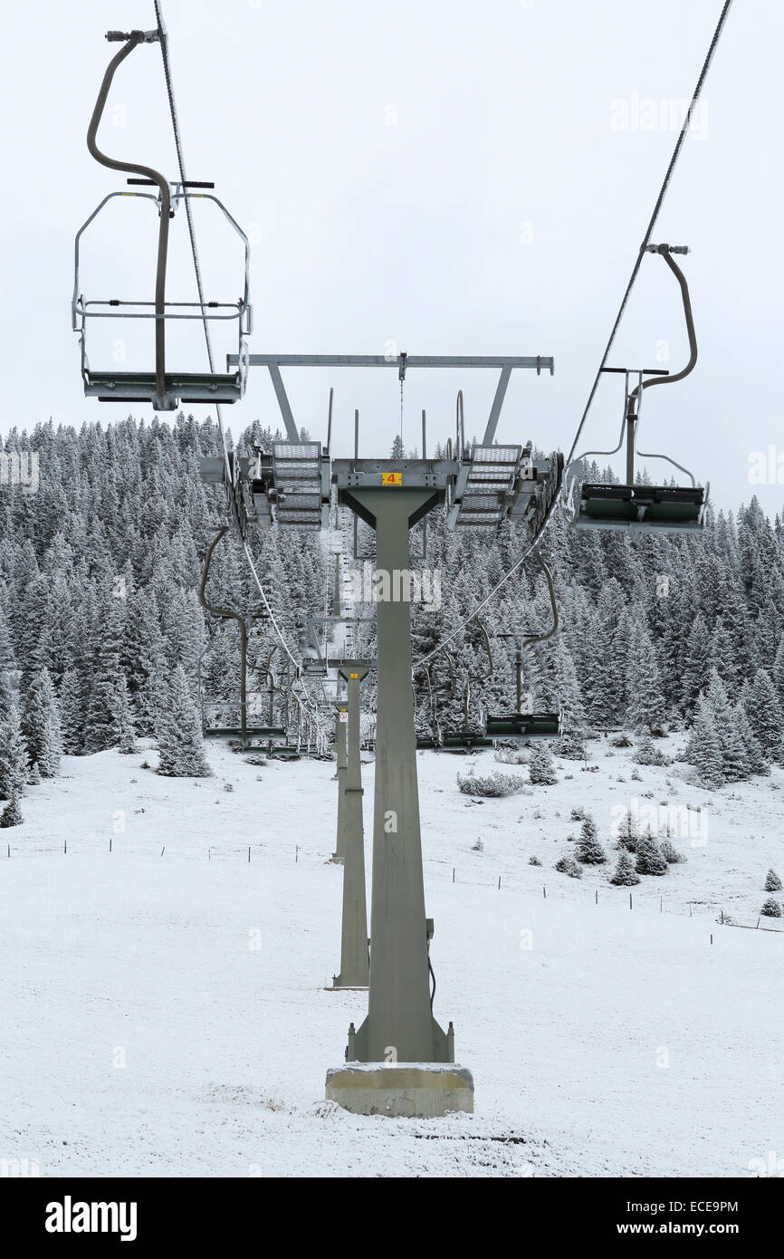 A chairlift on the edge of Zug, Austria. Zug is in the Arlberg region ...