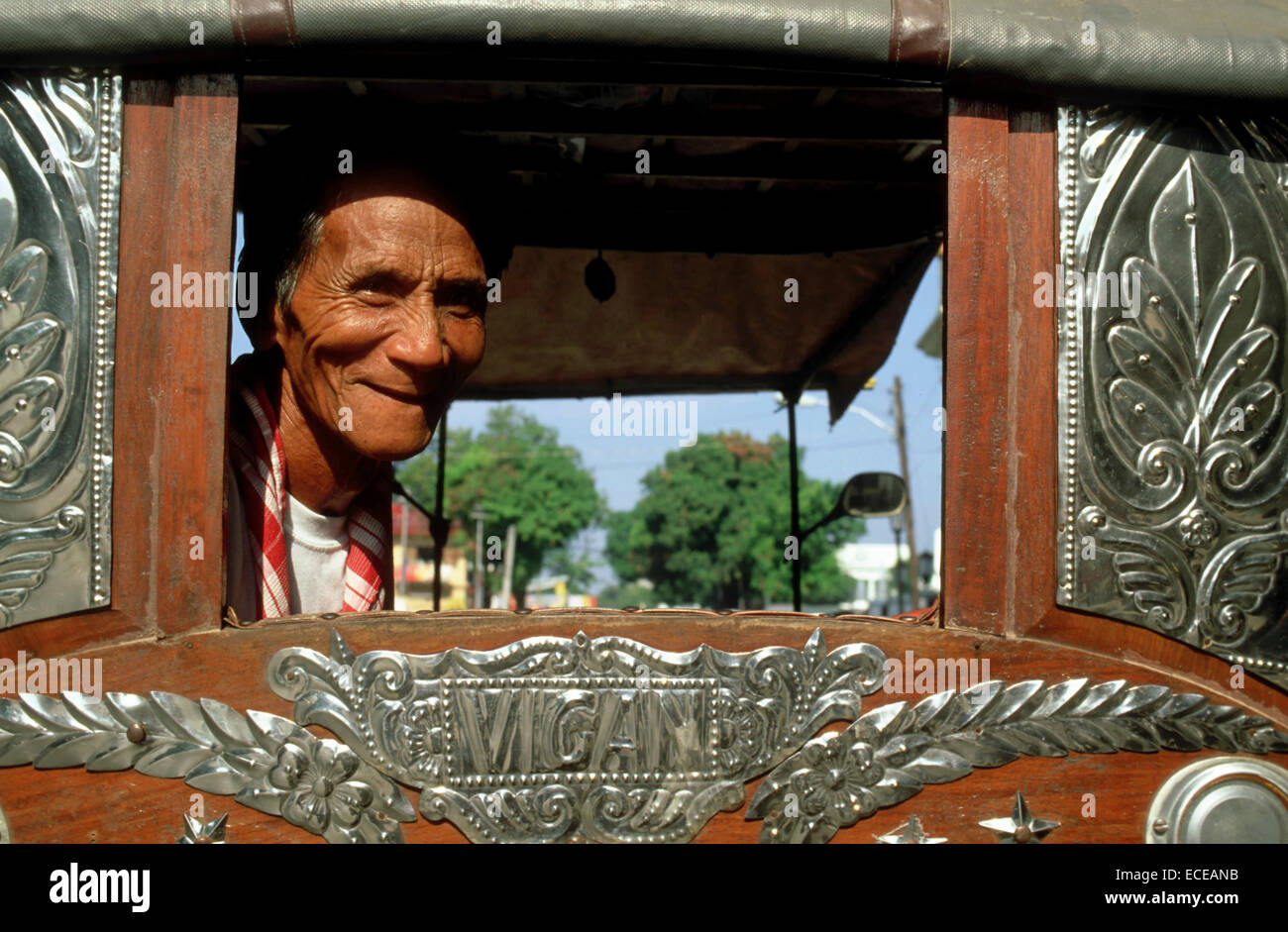 Kalesa driver. Horse-drawn carriage. Ilocos. Vigan. Philippines. A ...