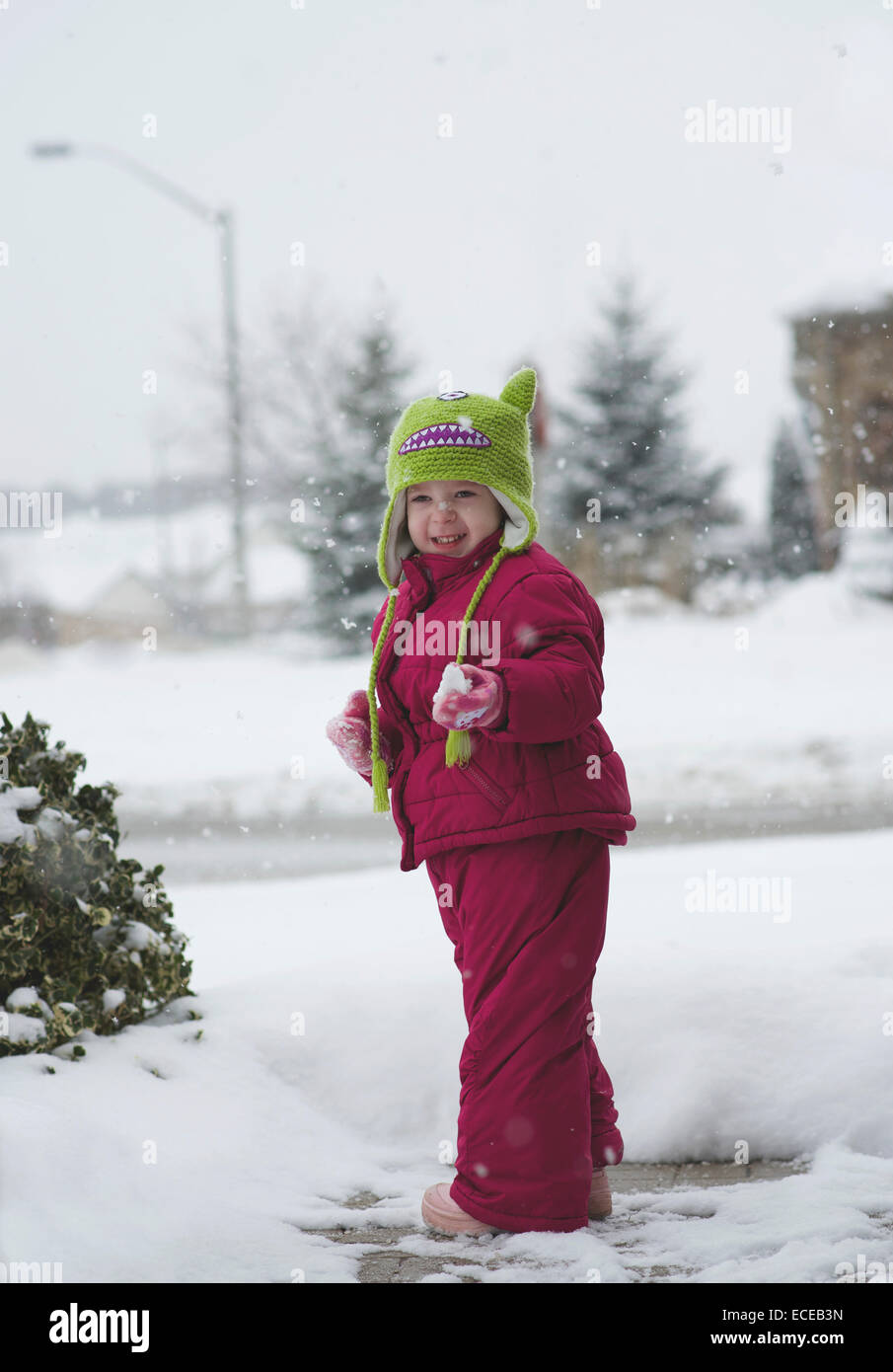 Toddler girl (2-3) with snowflake on her nose Stock Photo - Alamy